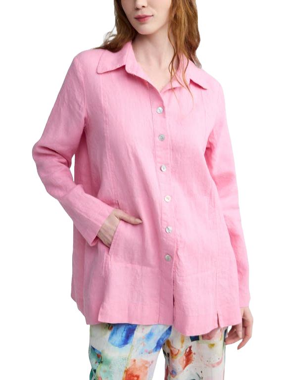 LUUKAA LUUKAA Phalia Linen Shirt with Classic Collar and Pockets